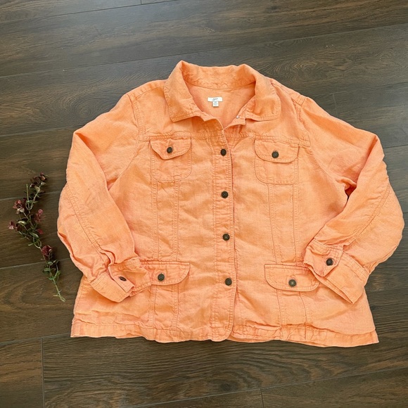 J. Jill | Jackets & Coats | Jjill Coral Linen Jacket | Poshmark
